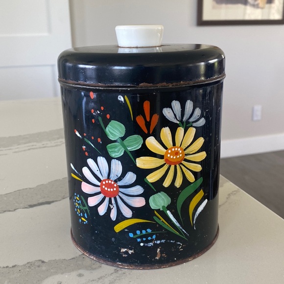 Ransburg | Kitchen | Vintage Ransburg Black Flower Canister | Poshmark